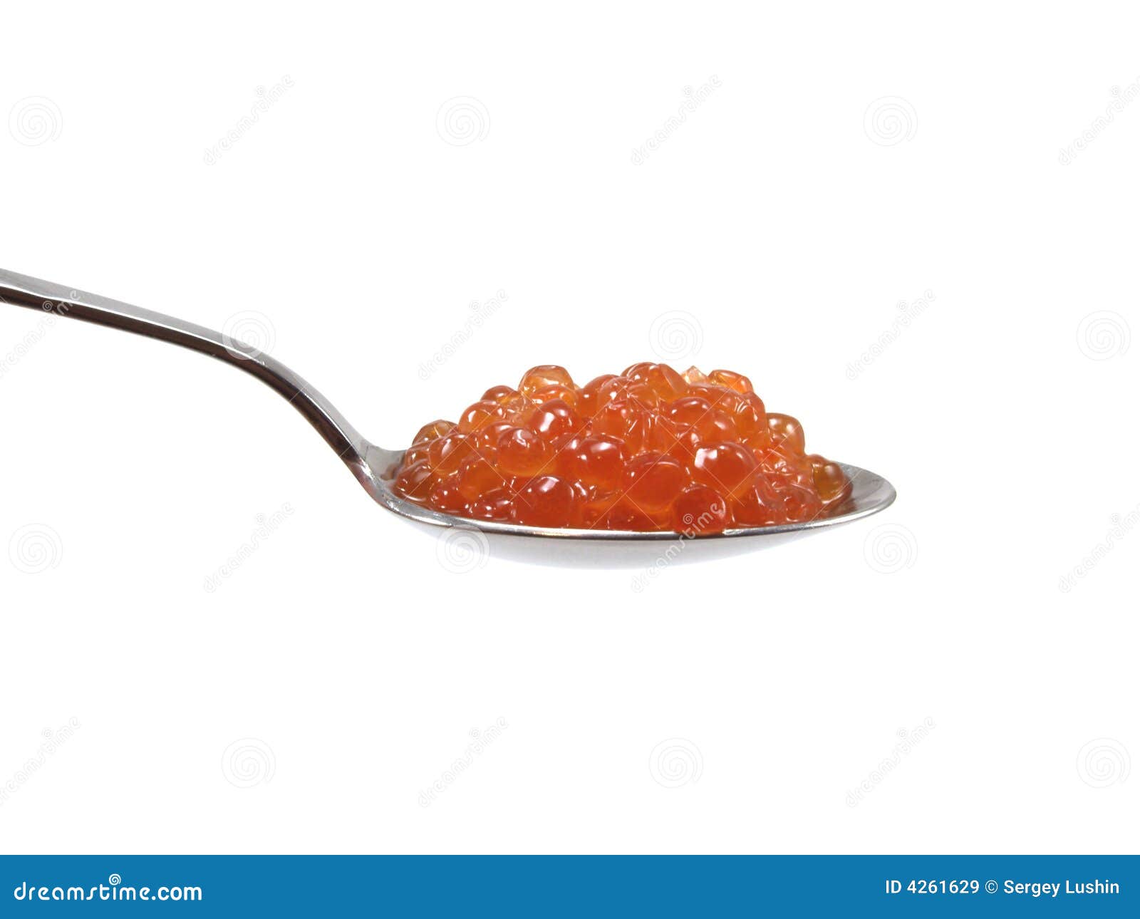 Red caviar stock image. Image of refreshment, spoon, metallic - 4261629
