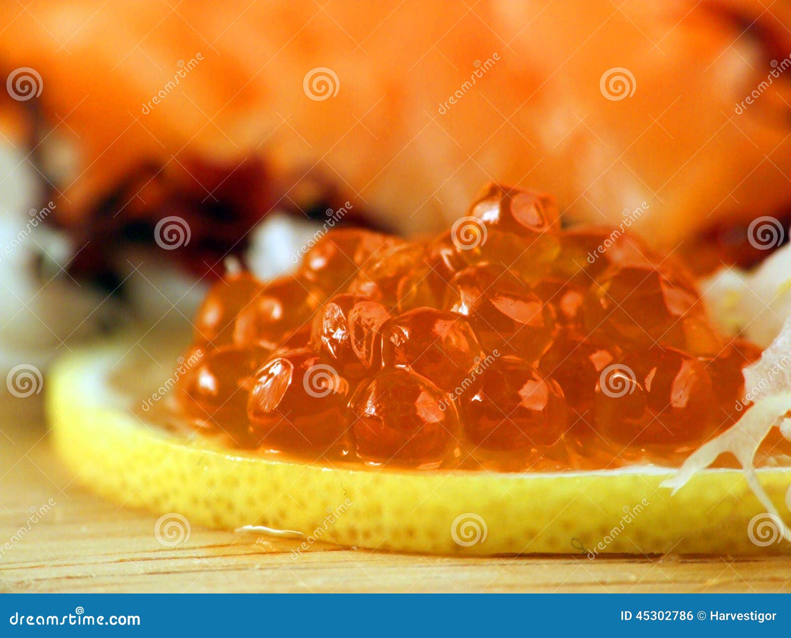 Red caviar on lemon stock photo. Image of snack, seafood - 45302786