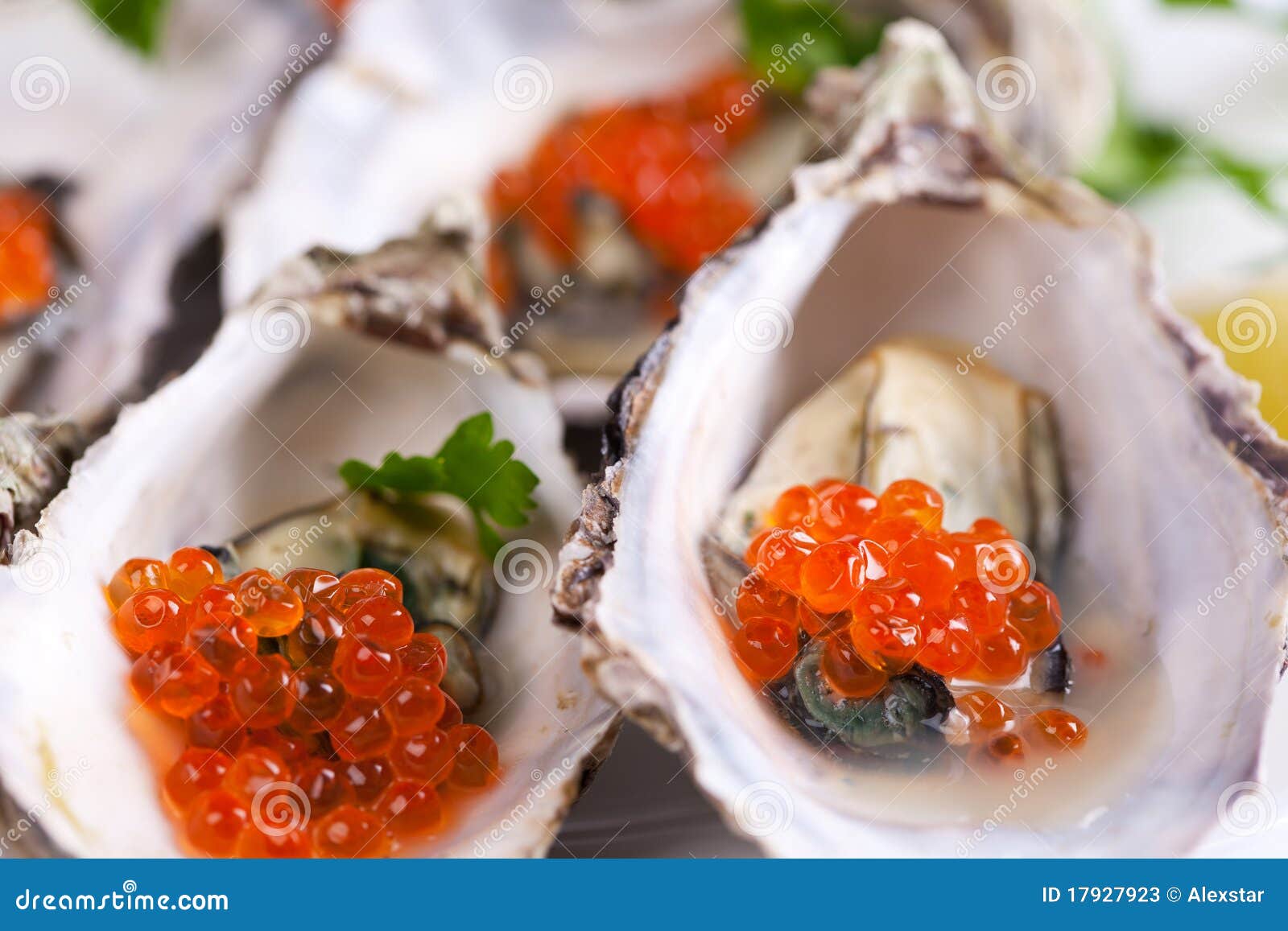 Red Caviar in Oyster Shells Stock Image - Image of food, culinary: 17927923