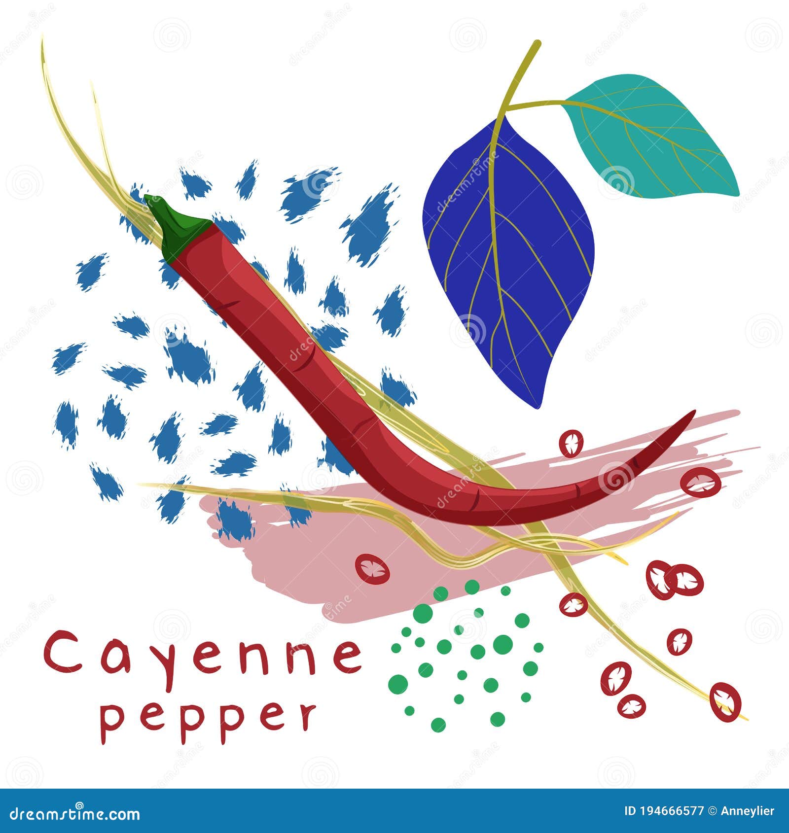 Red Cayenne Pepper with Abstract Decorative Elements Stock Vector ...