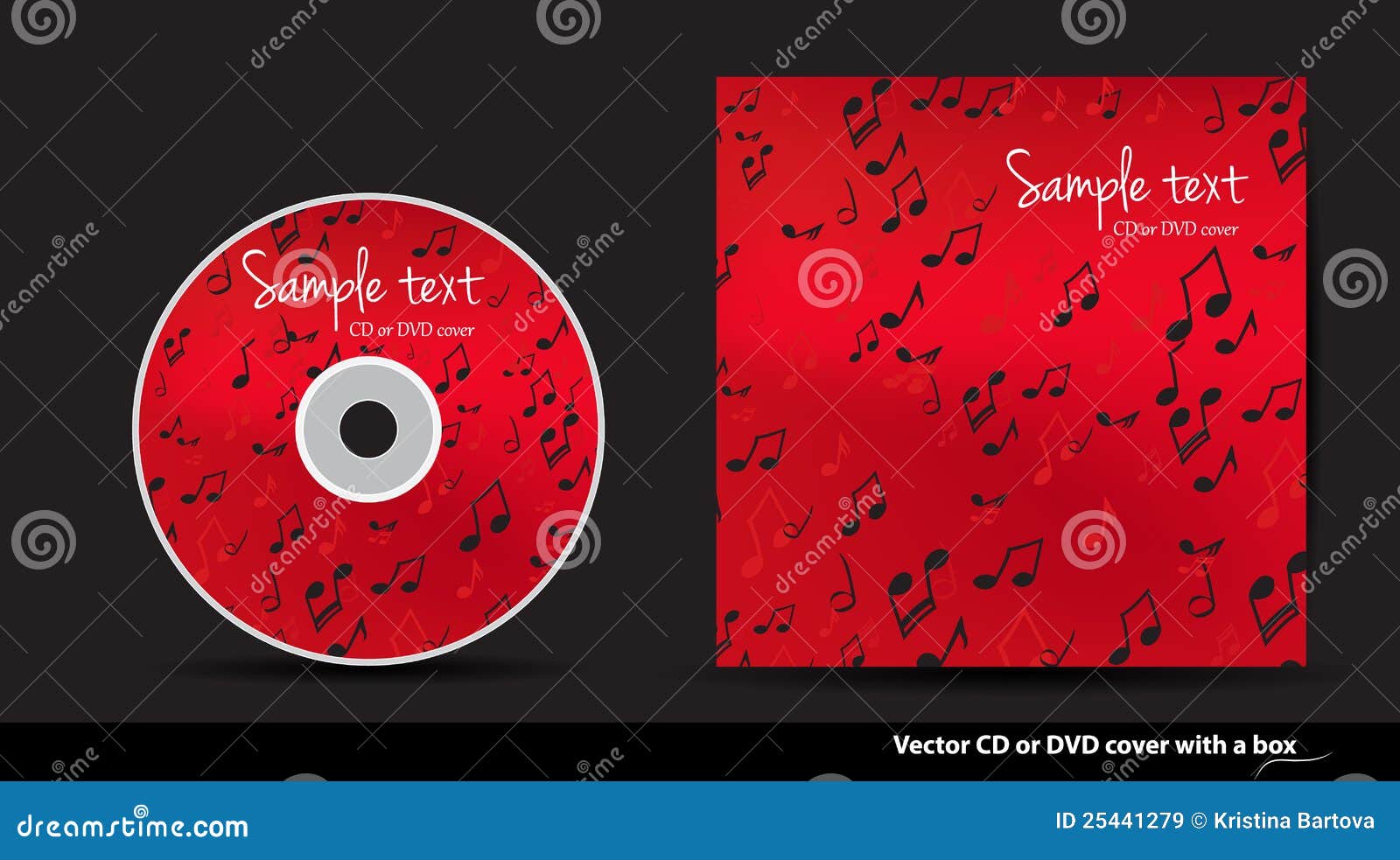 Red CD or DVD Cover Design with Notes Stock Vector - Illustration of ...