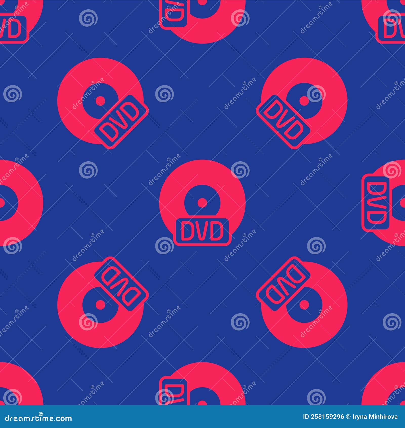 Red CD or DVD Disk Icon Isolated Seamless Pattern on Blue Background ...