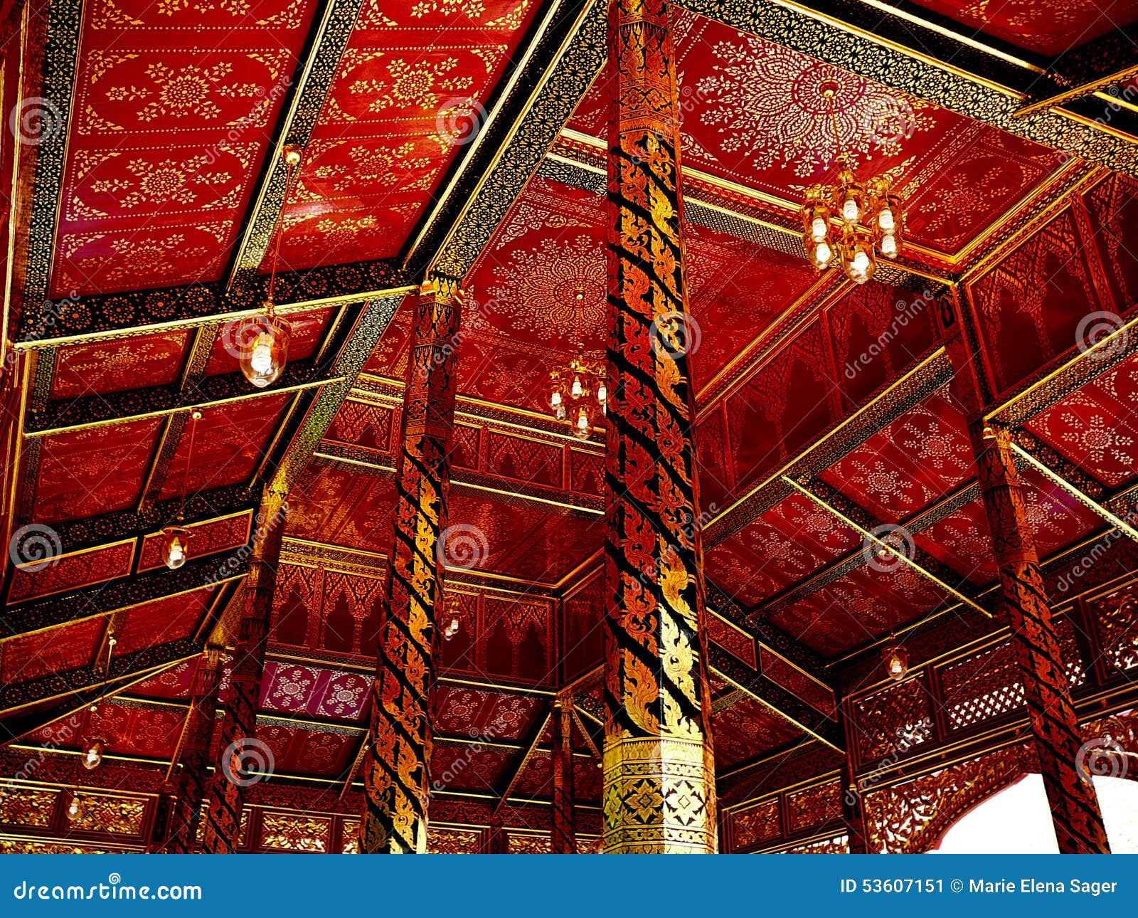 Red ceiling, Thailand stock image. Image of religious - 53607151