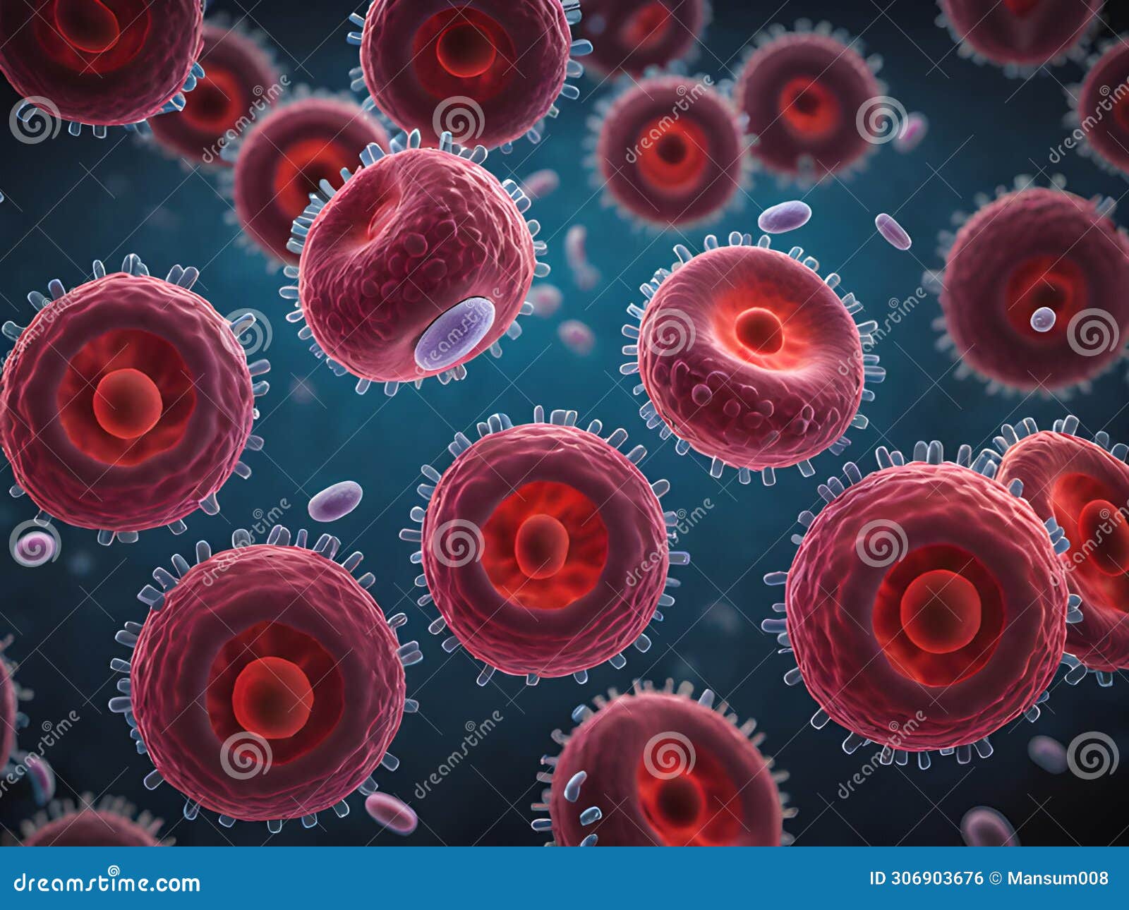A Red Cell Surrounded by a Group of Blue Cells Stock Illustration ...