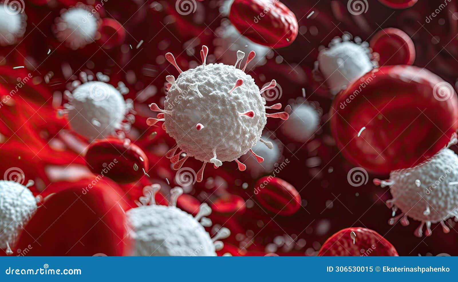A Red Cell Surrounded by White Blood Cells Move through a Blood Vessel ...