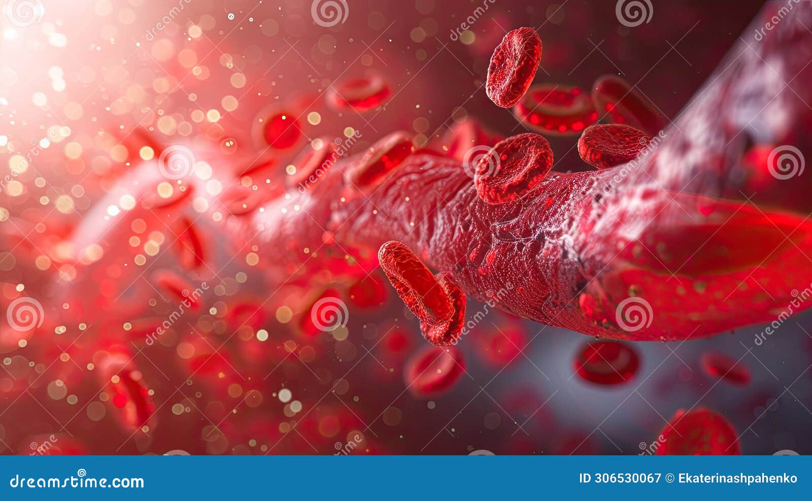 A Red Cell Surrounded by White Blood Cells Move through a Blood Vessel ...