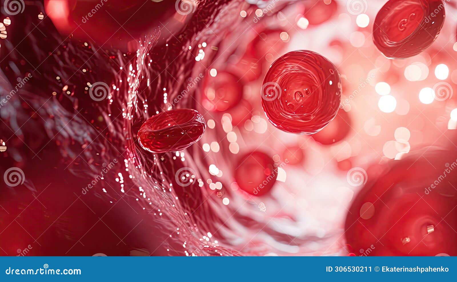 A Red Cell Surrounded by White Blood Cells Move through a Blood Vessel ...