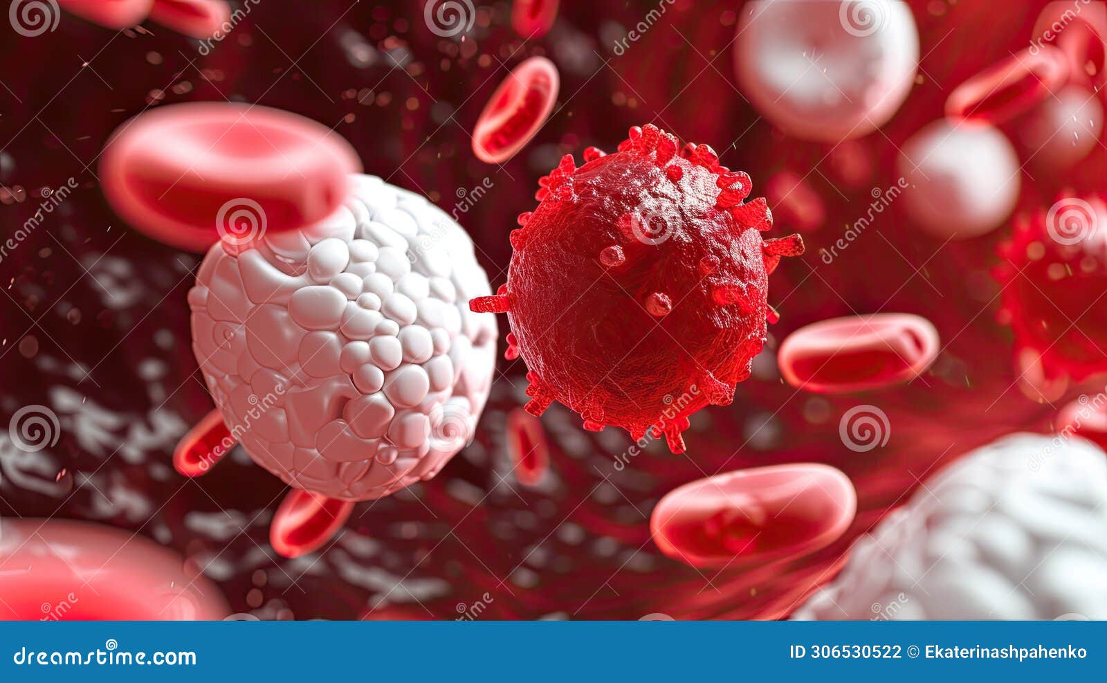 A Red Cell Surrounded by White Blood Cells Move through a Blood Vessel ...
