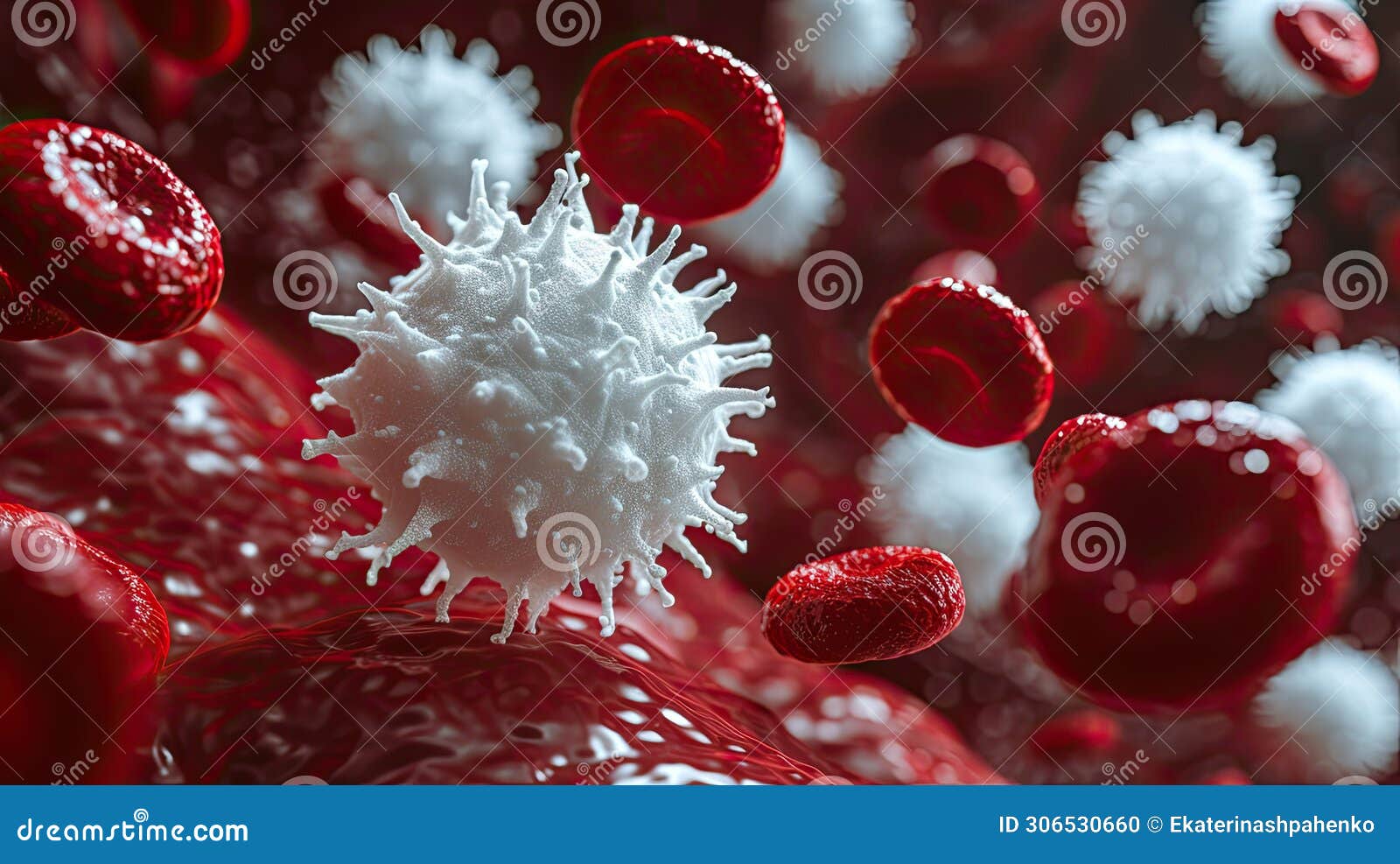 A Red Cell Surrounded by White Blood Cells Move through a Blood Vessel ...
