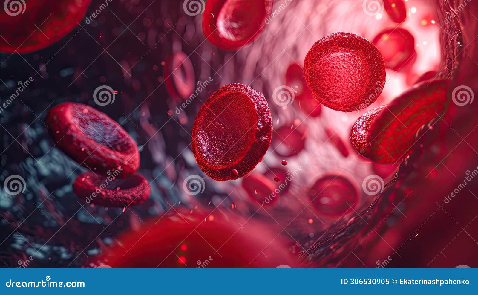 A Red Cell Surrounded by White Blood Cells Move through a Blood Vessel ...