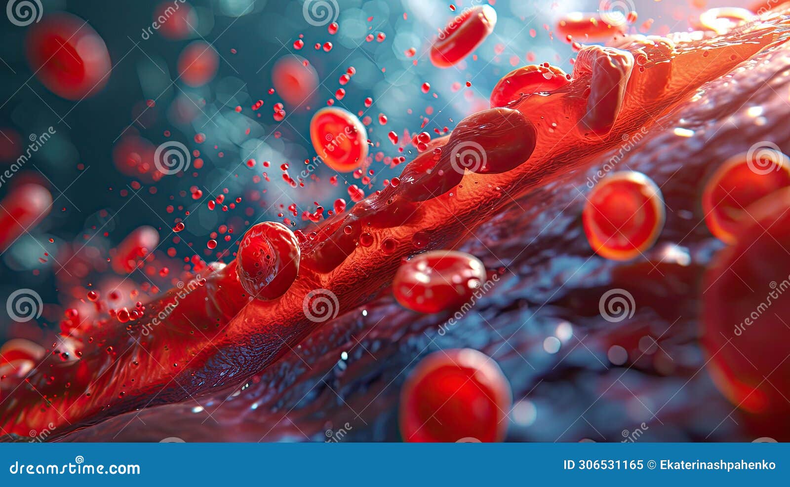 A Red Cell Surrounded by White Blood Cells Move through a Blood Vessel ...