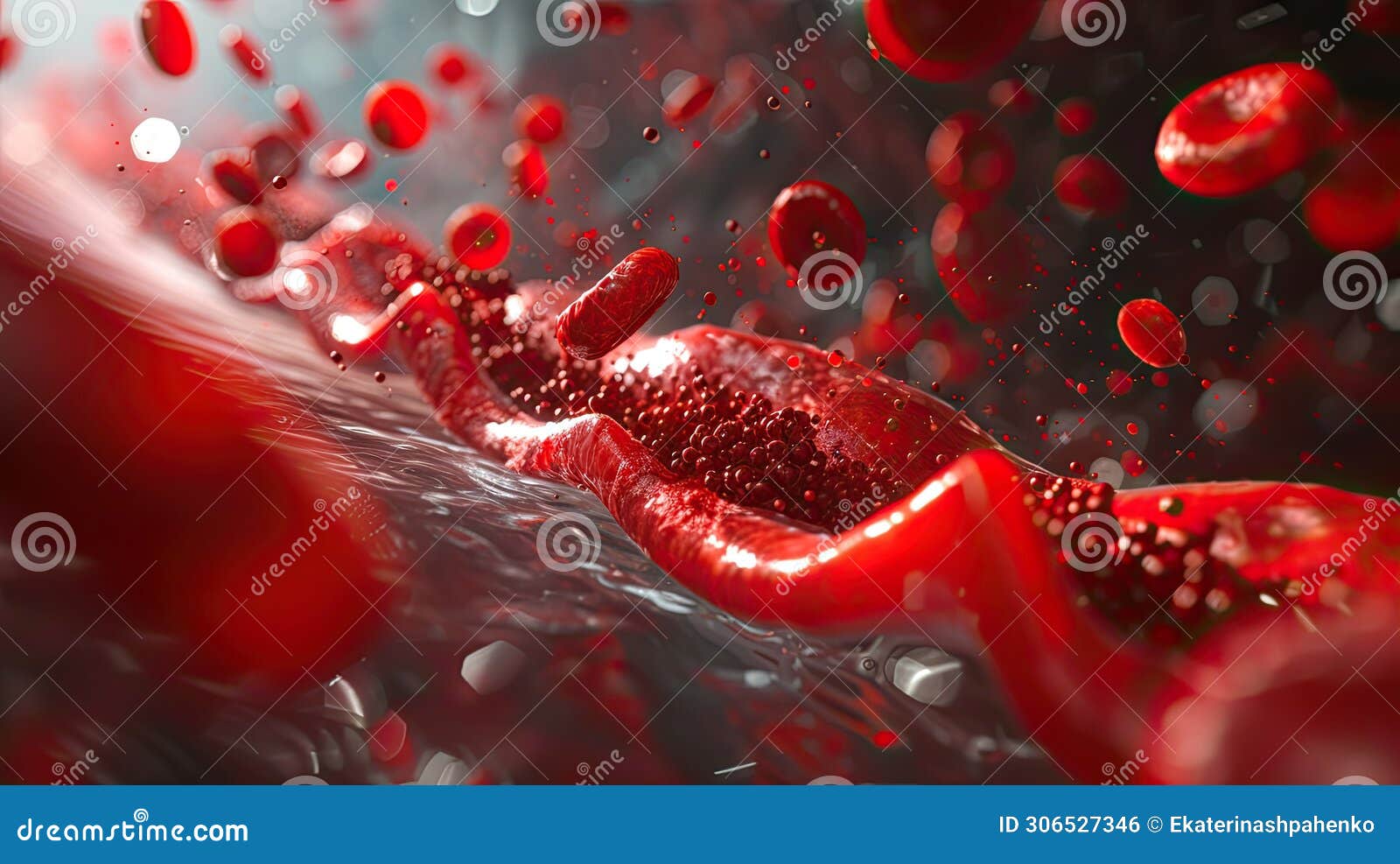 A Red Cell Surrounded by White Blood Cells Move through a Blood Vessel ...