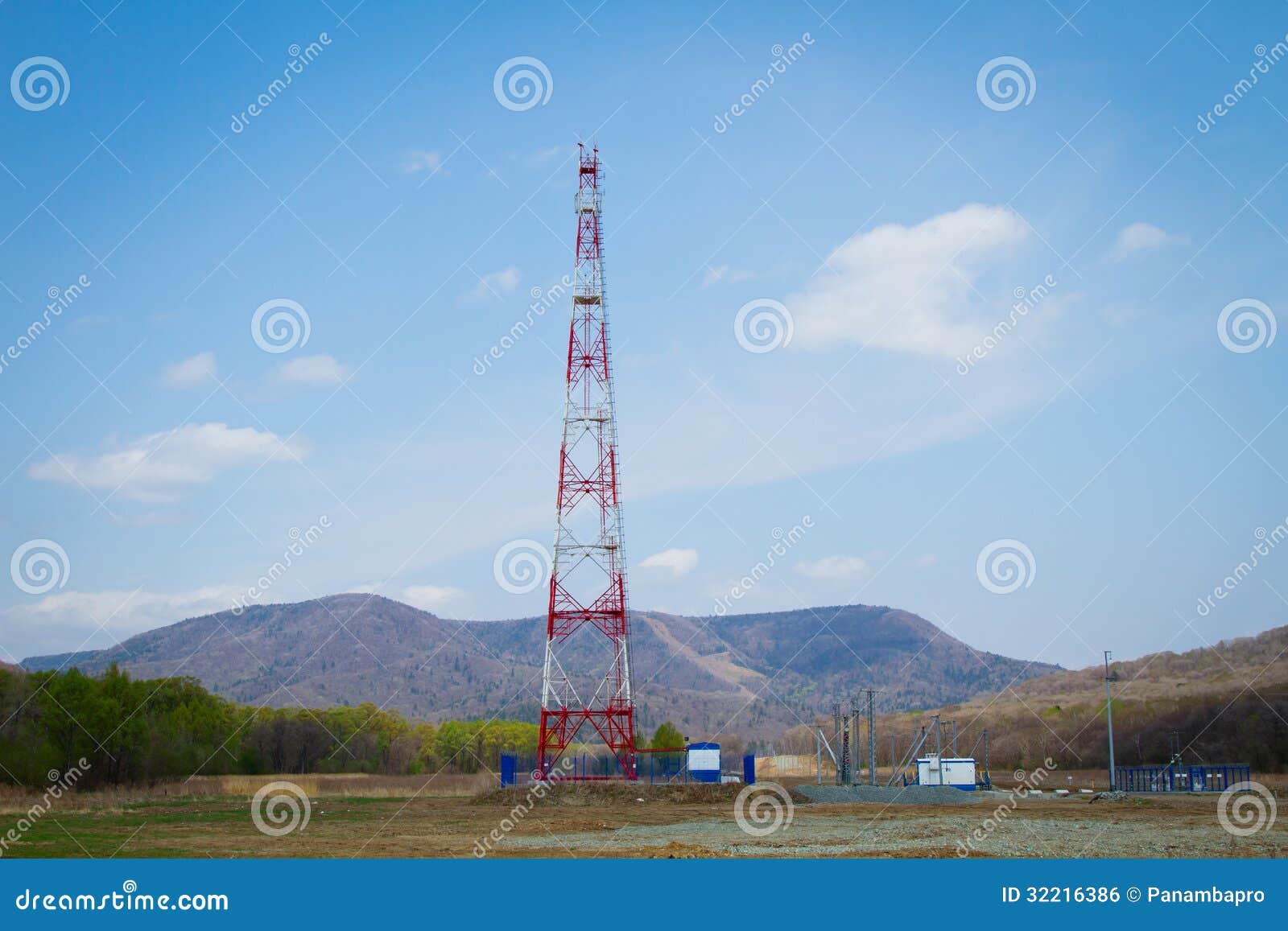Red cell tower stock photo. Image of nature, telephone - 32216386