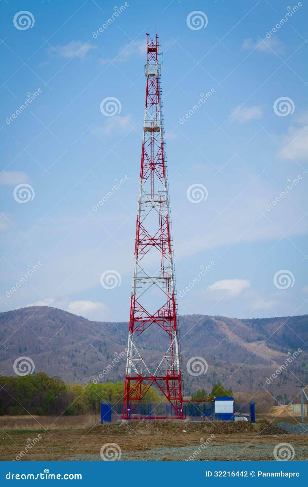 Red cell tower stock photo. Image of mobile, line, antenna - 32216442