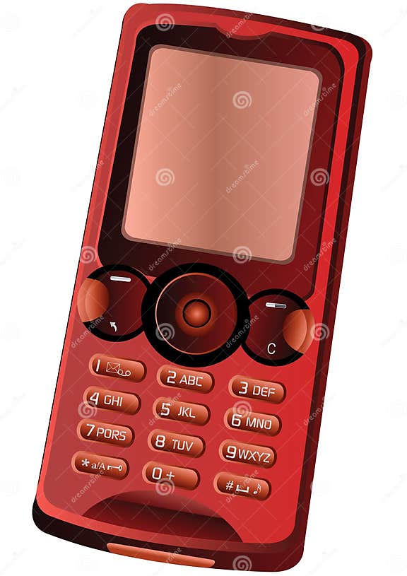 Red cellphone stock vector. Illustration of glass, network - 9521080