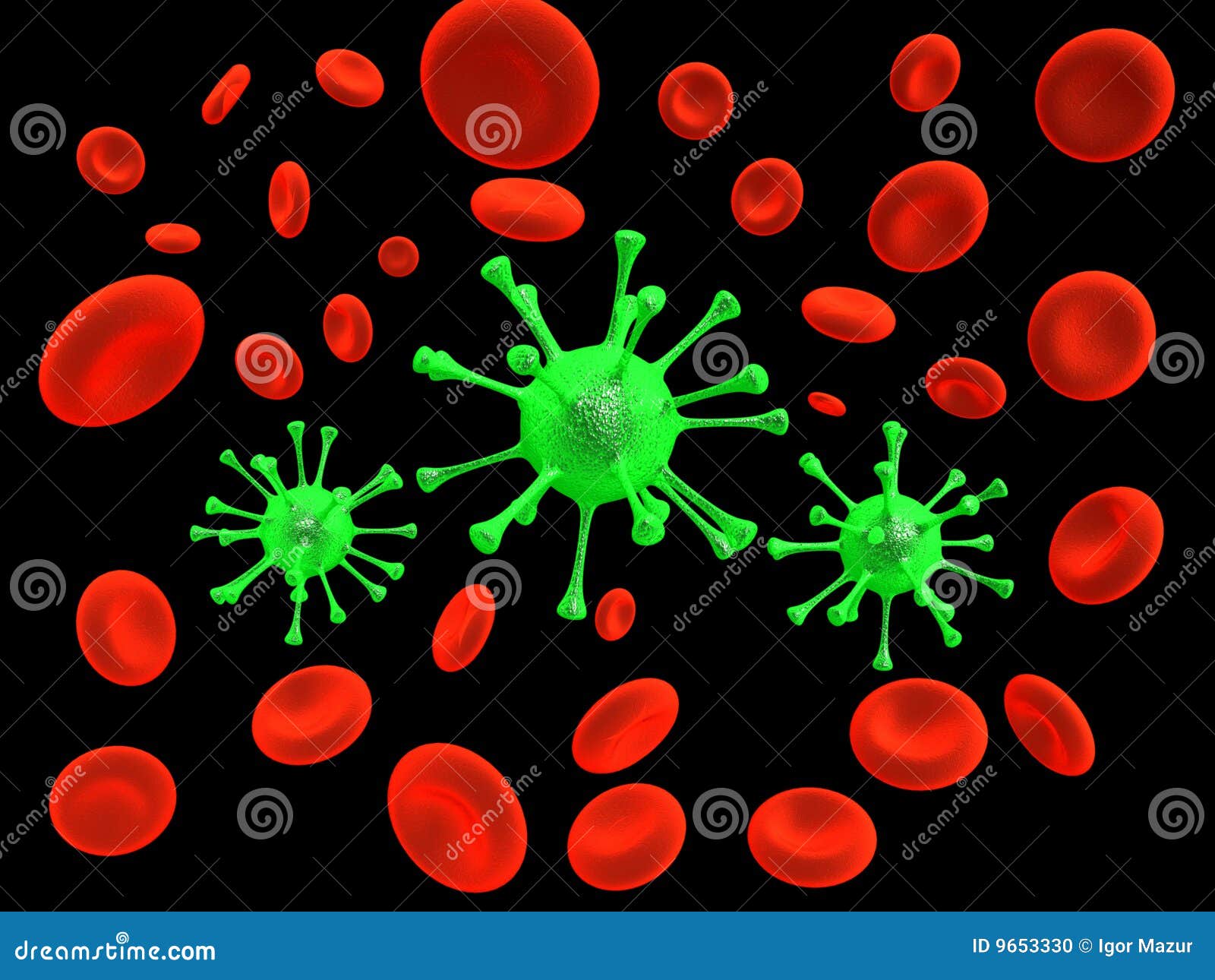 Red Cells And Bacteria Picture. Image: 9653330