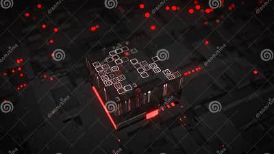 Red Central Processing Unit is Decoding Data 3D Rendering Illustration ...