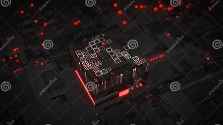 Red Central Processing Unit is Decoding Data 3D Rendering Illustration Stock Illustration ...