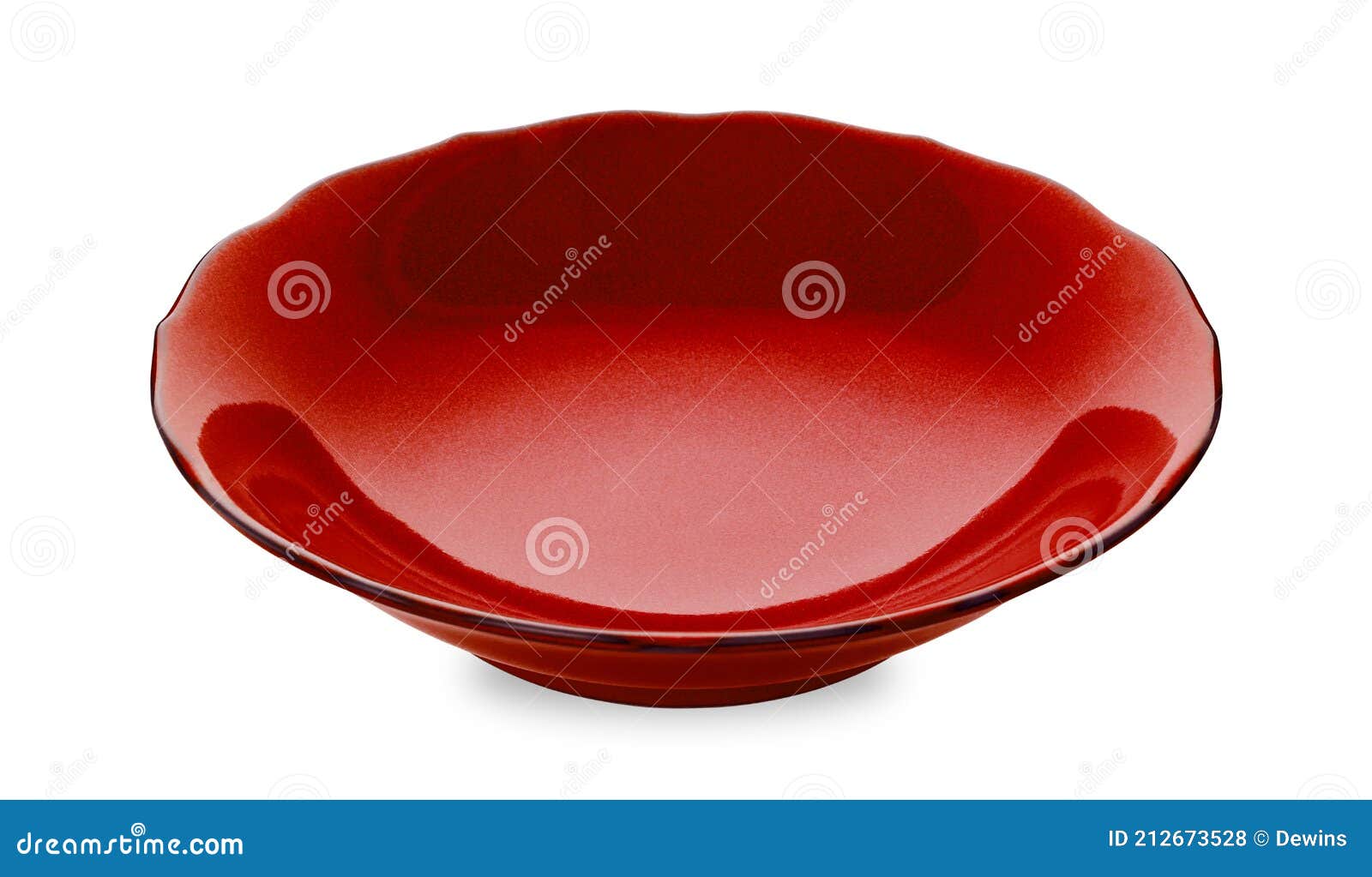 Red Ceramic Bowl, Empty Bowl Isolated on White Background with Clipping ...