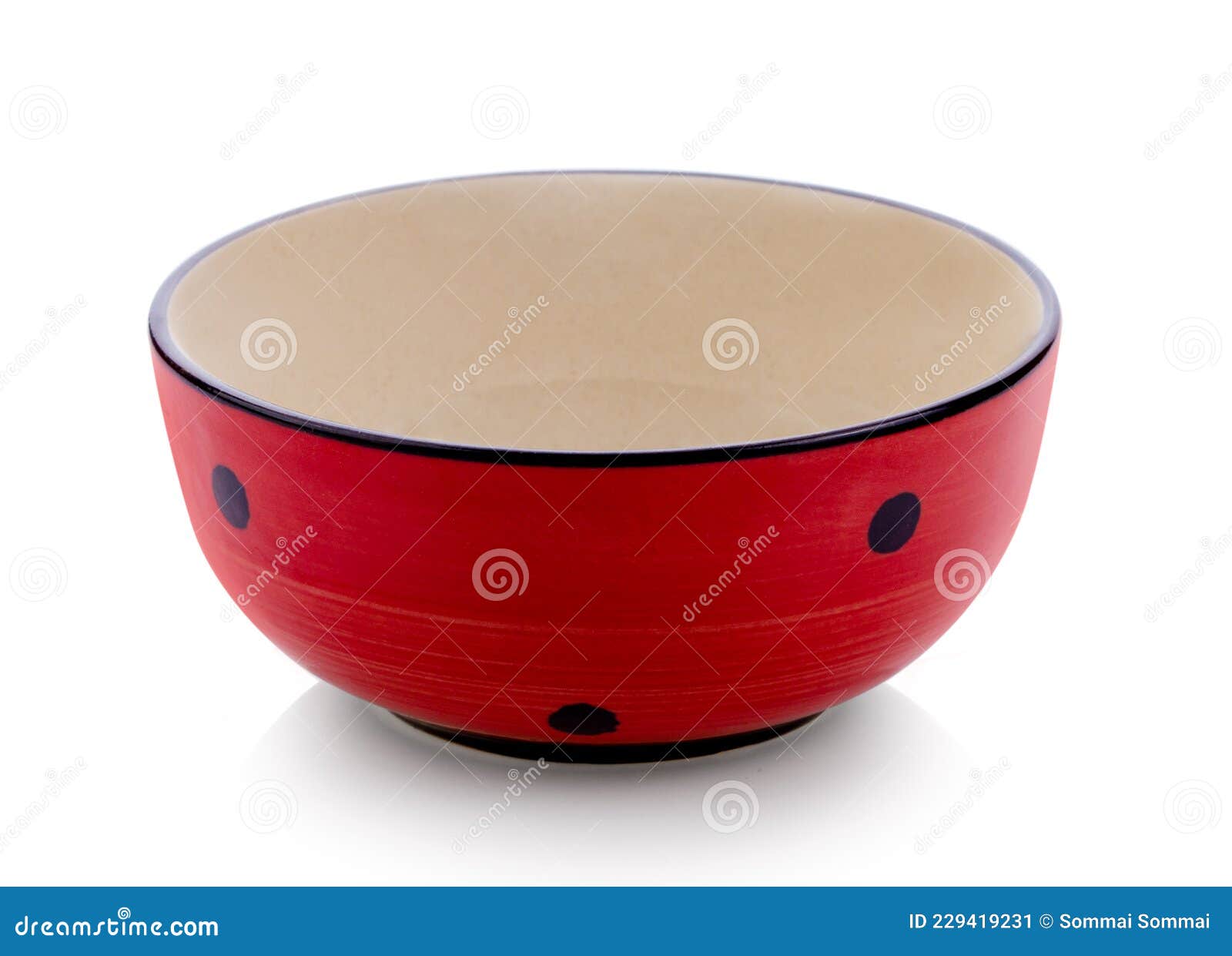 Red Ceramic Bowl Isolated on White Stock Image - Image of background ...