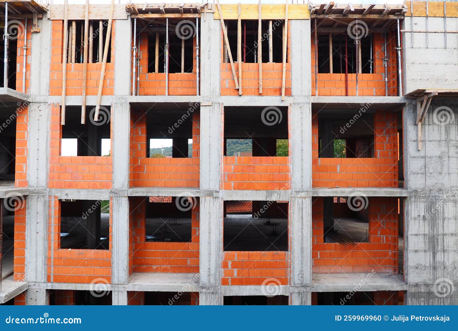 Red Ceramic Bricks at the Construction Site. Keramoblock. Hollow Brick ...