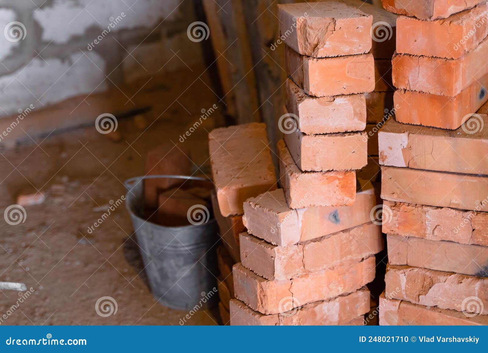 Red Ceramic Bricks Stacked in Towers Stock Photo - Image of rectangle ...