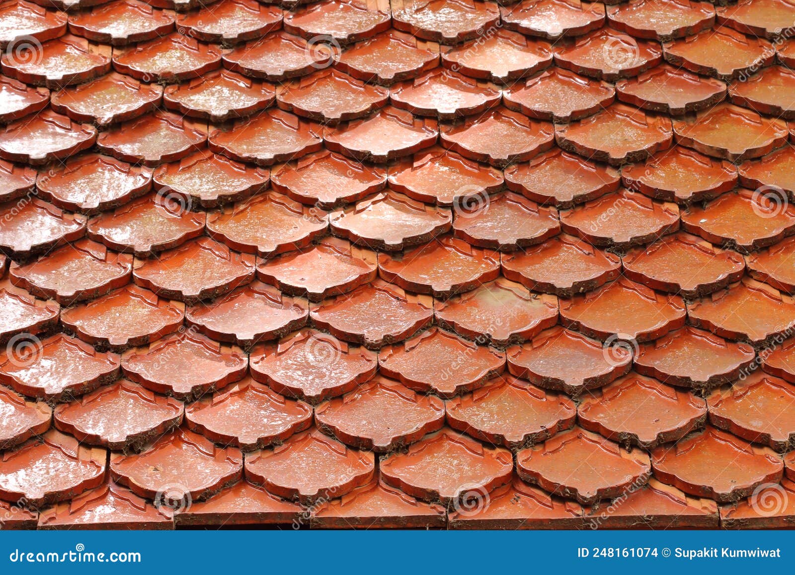 Red Ceramic Roof Tiles Seamless Texture Stock Photo - Image of roof ...