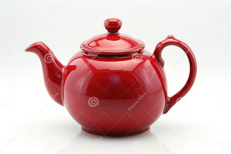 A Red Ceramic Teapot Isolated on a White Background Stock Illustration ...