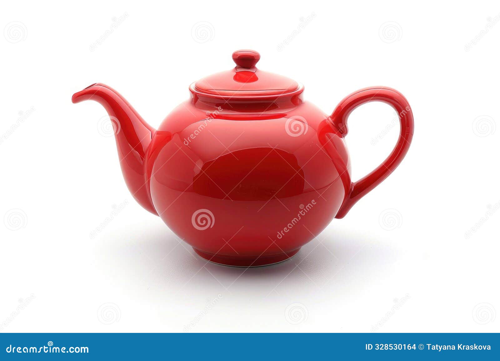 A Red Ceramic Teapot Isolated on a White Background Stock Illustration ...
