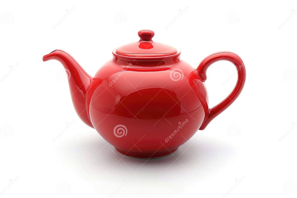 A Red Ceramic Teapot Isolated on a White Background Stock Illustration ...