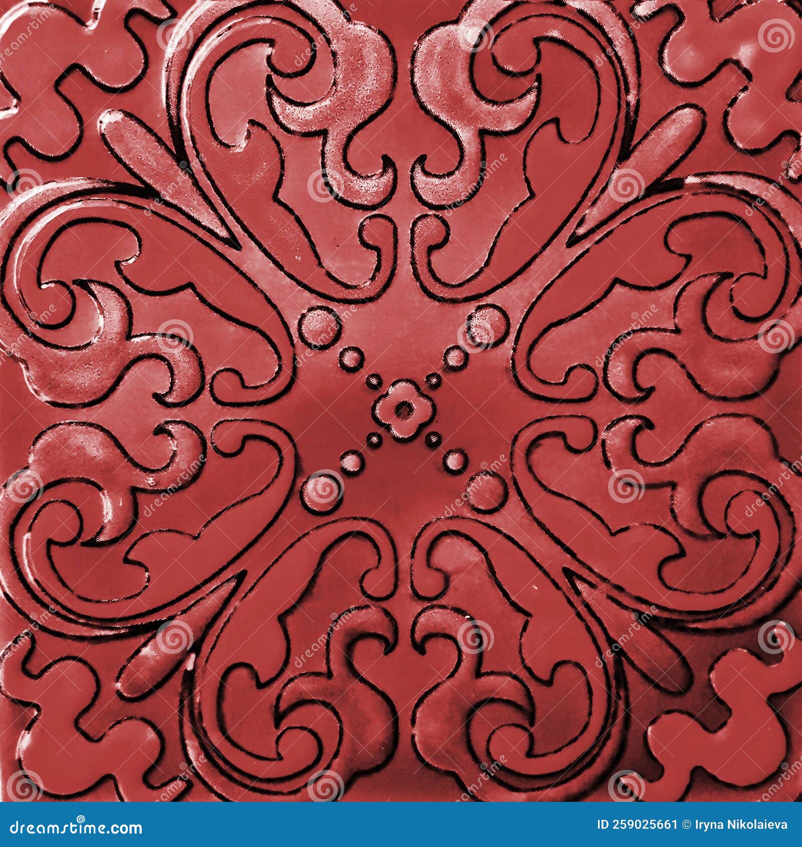 Red Ceramic Tile with Classic Pattern for Wall and Floor Decoration ...