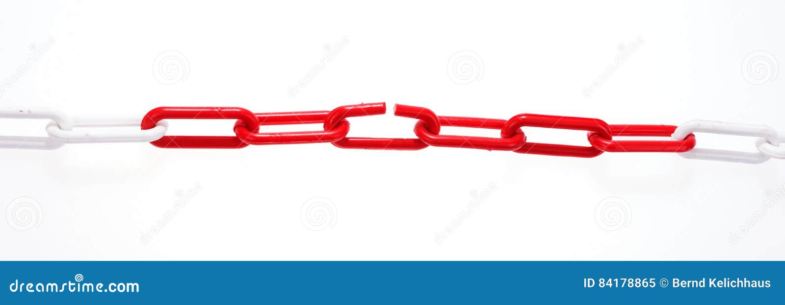 Red Chain with Broken Element on White Stock Image - Image of braking ...