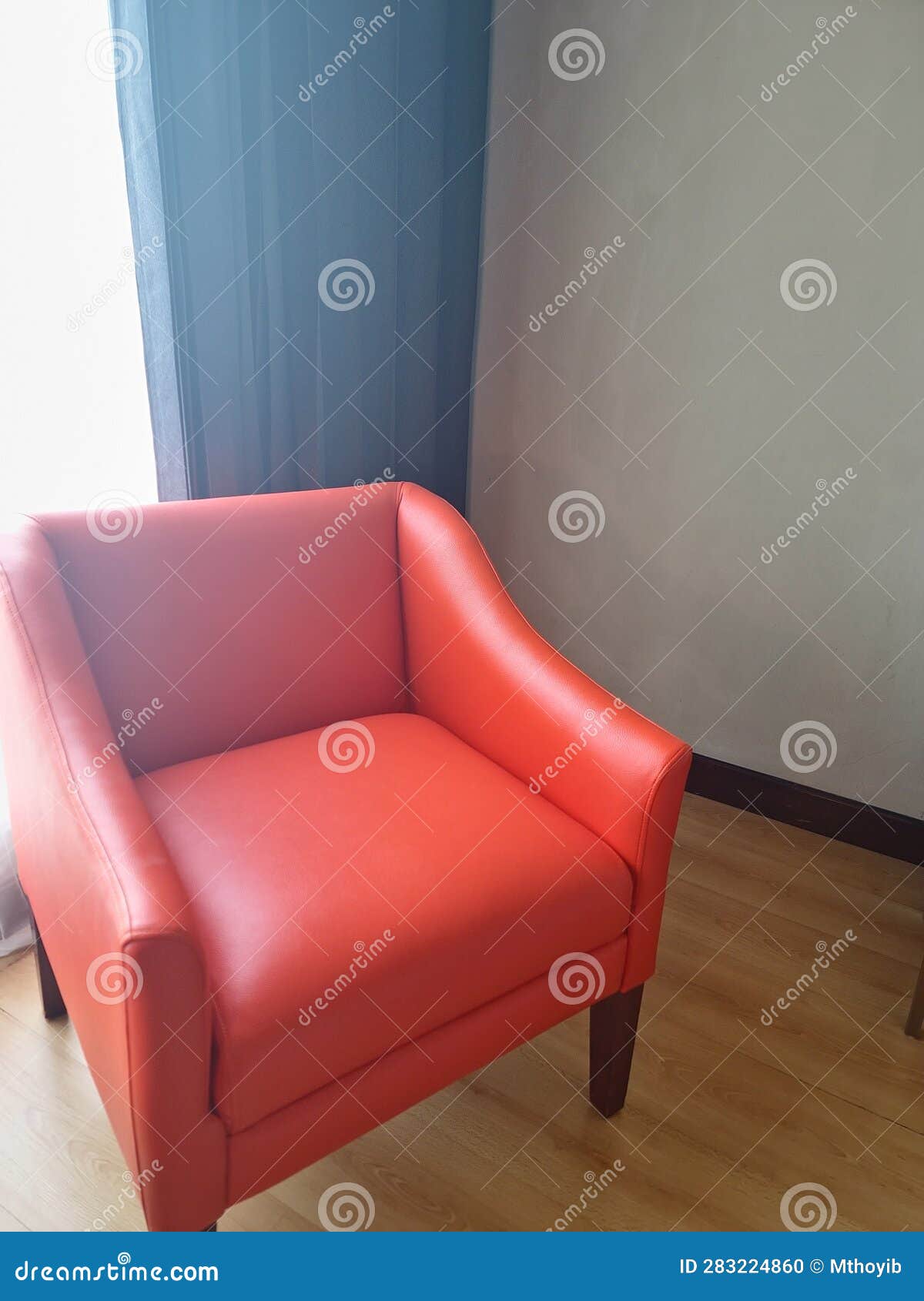 Red Chair Alone in the Corner Room Stock Photo - Image of room, alone ...