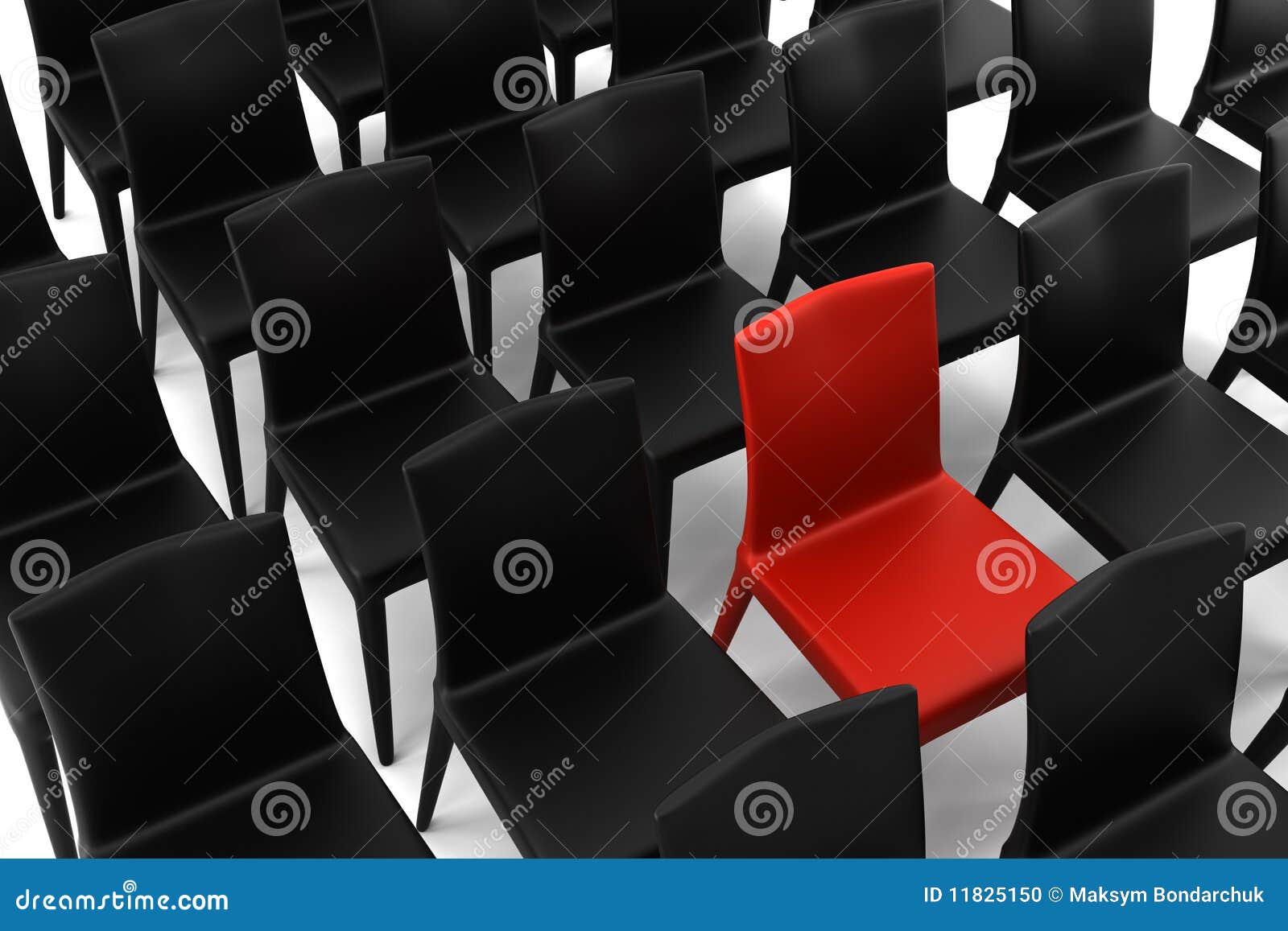 Red Chair Among Black Chairs Isolated On White Stock Illustration ...