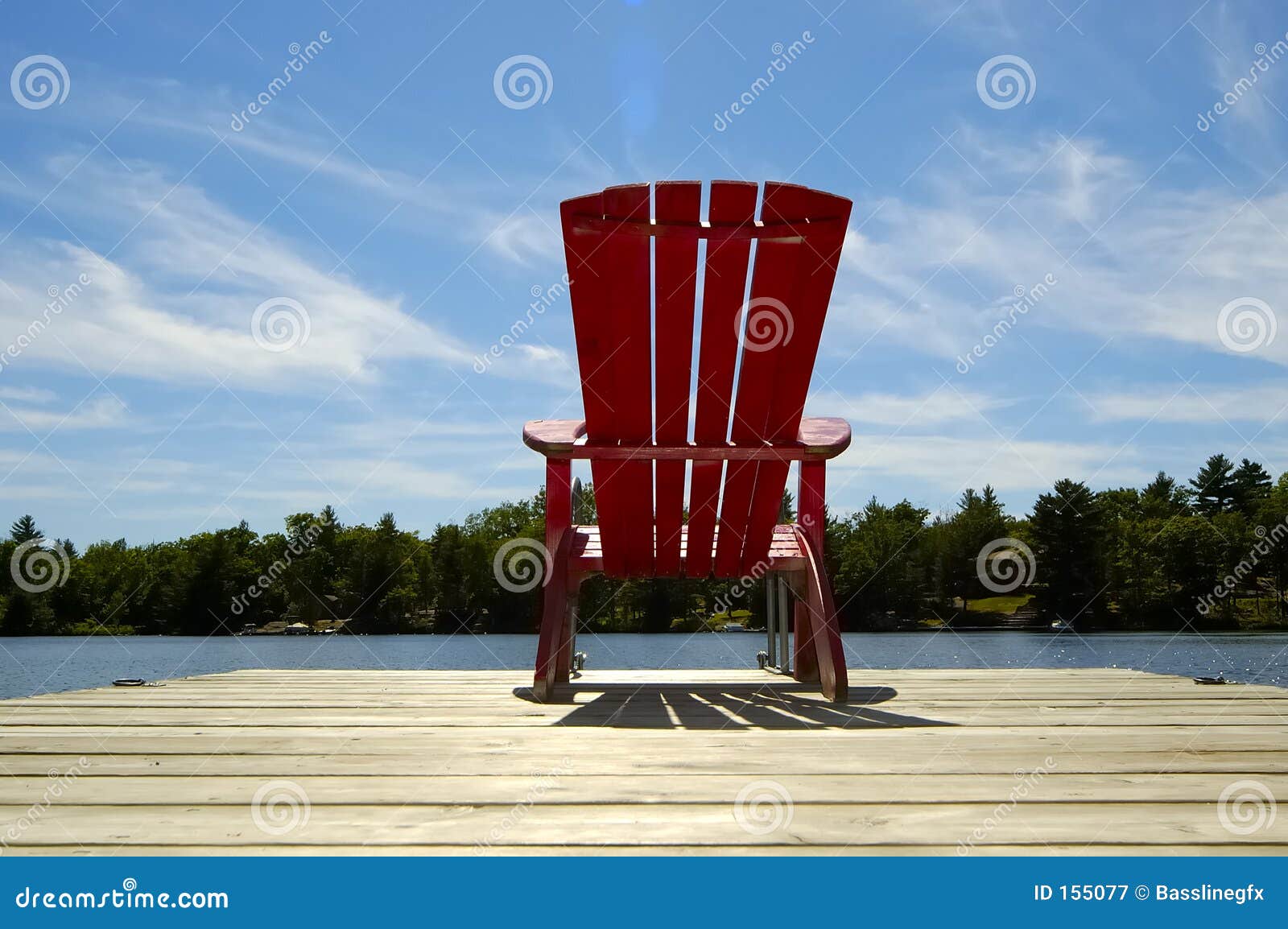 Red Chair on Deck Horizontal Stock Image - Image of lone, cottages: 155077