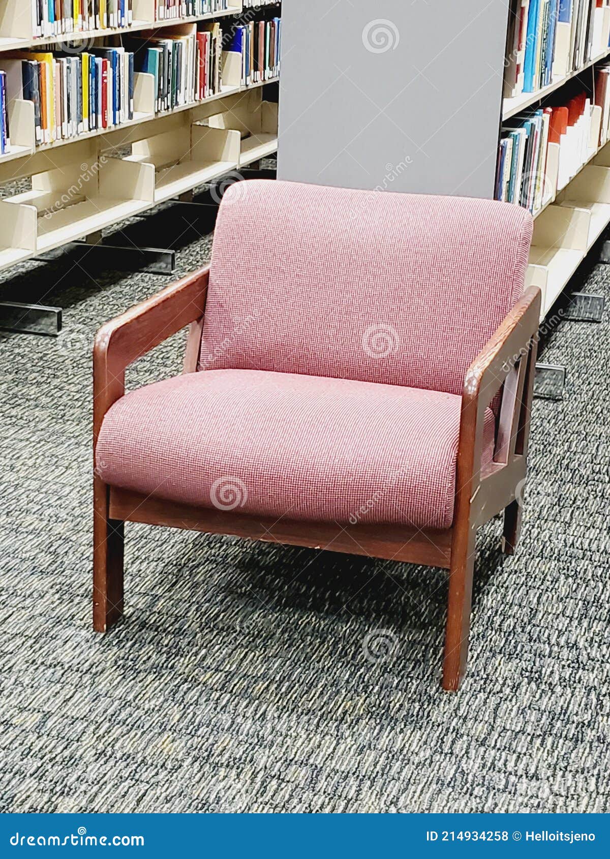 Red chair at library seats stock photo. Image of purple - 214934258