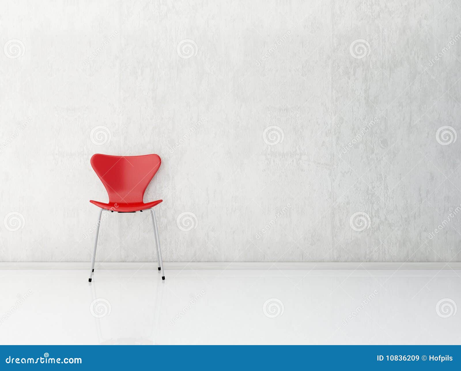 Red Chair To Face a Blank Wall Stock Illustration - Illustration of ...