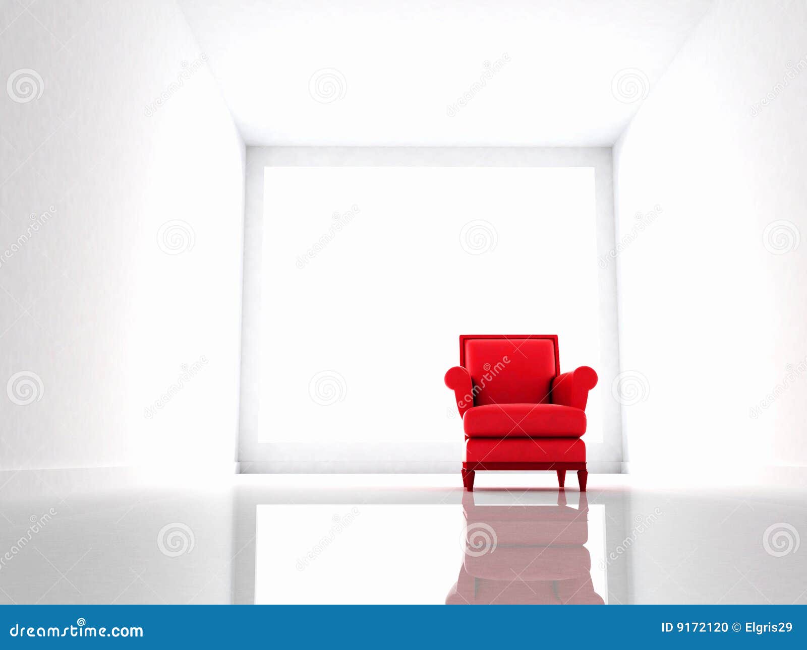 Red chair on a white room stock photo. Image of flat, enviroment - 9172120