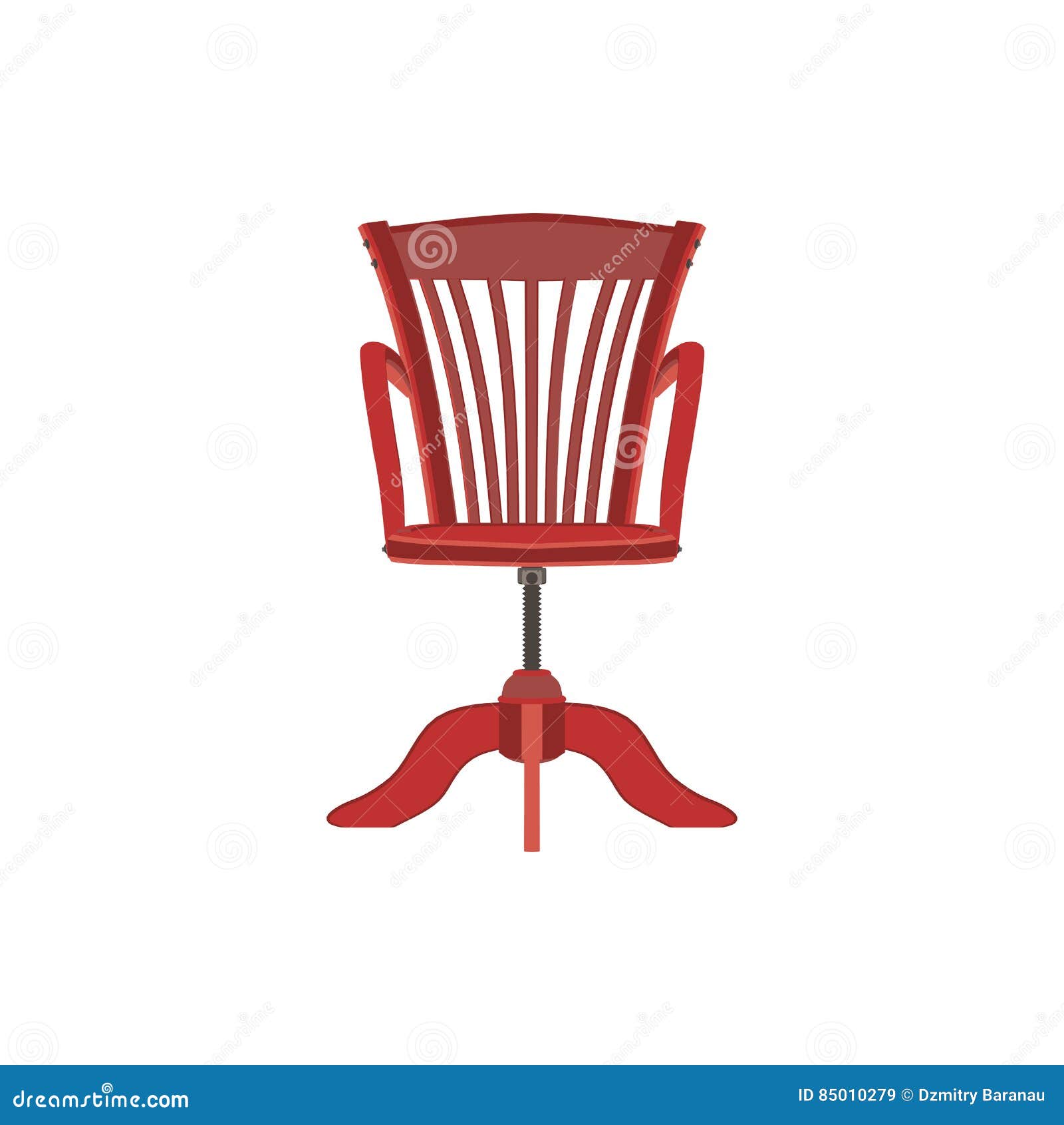 Red Chair Wooden Vector Front View. Stock Vector - Illustration of ...
