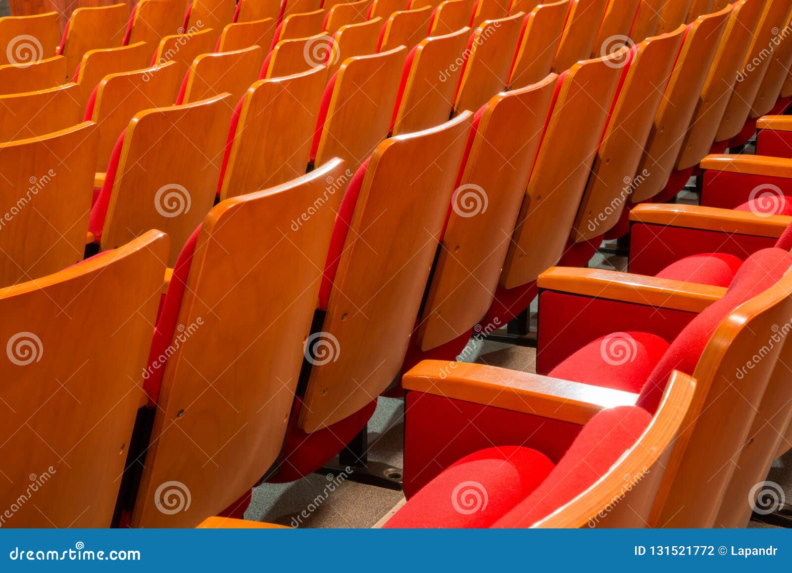 Red Chairs in the Auditorium of the Theater or Concert Hall Stock Photo ...