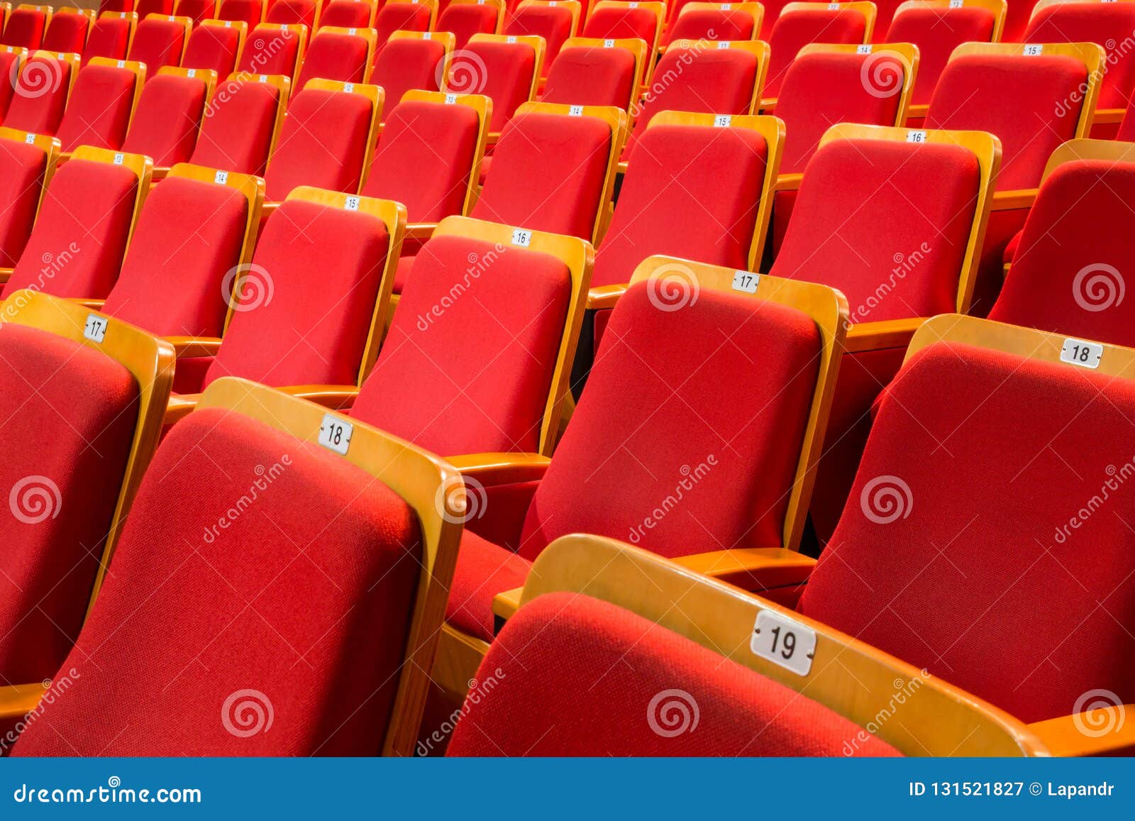 Red Chairs in the Auditorium of the Theater or Concert Hall Stock Image ...