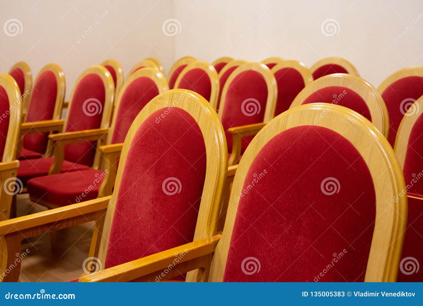 Red Chairs in an Empty Concert Hall Stock Image - Image of presentation ...