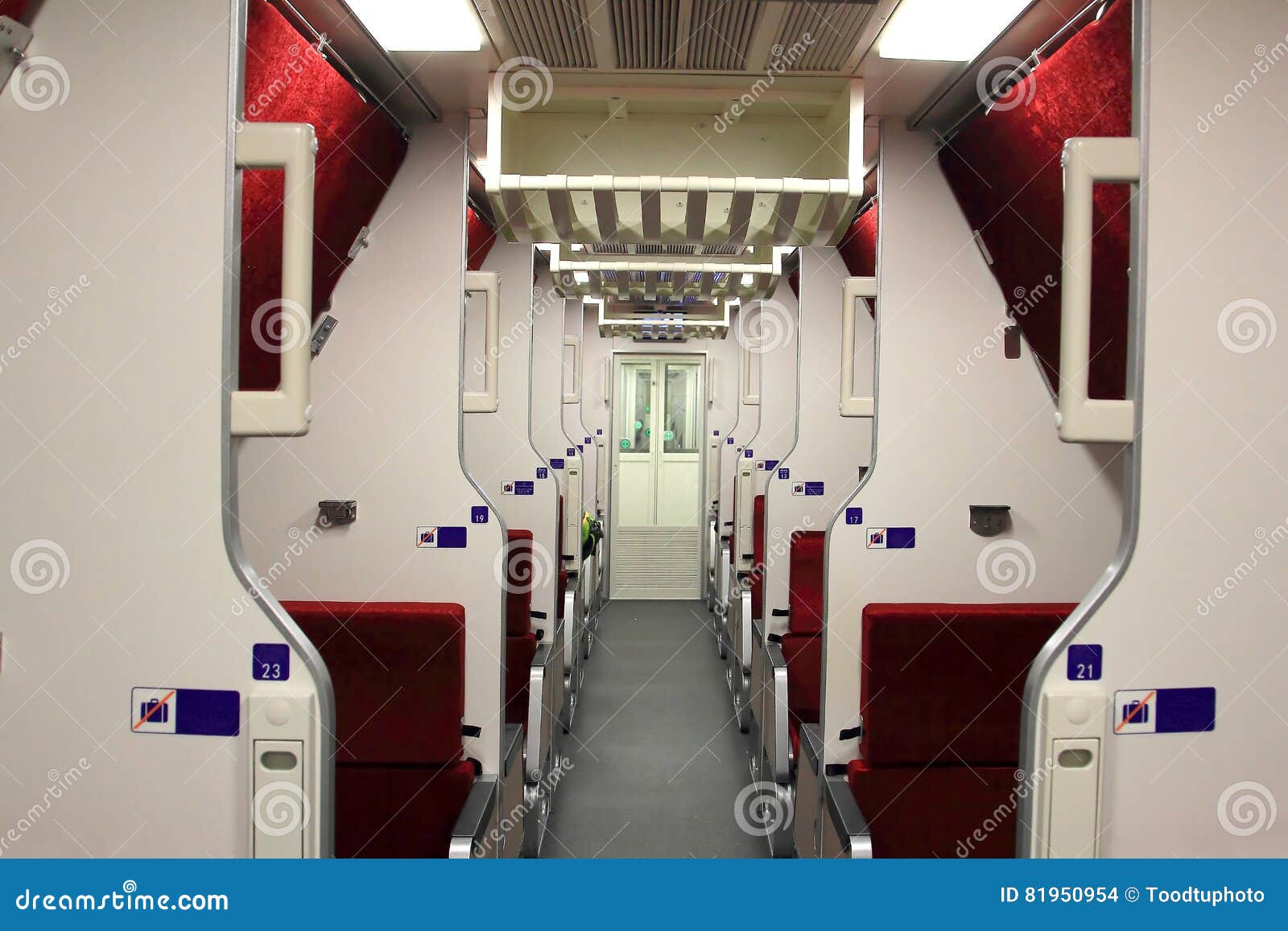 Red Chairs on High Speed Train Stock Photo - Image of railroad ...