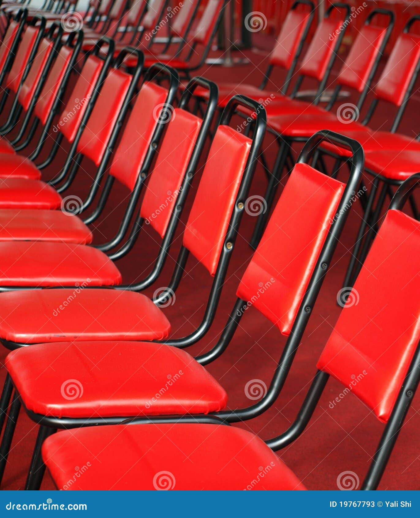 Red Chairs in Rows stock image. Image of back, upholstery - 19767793