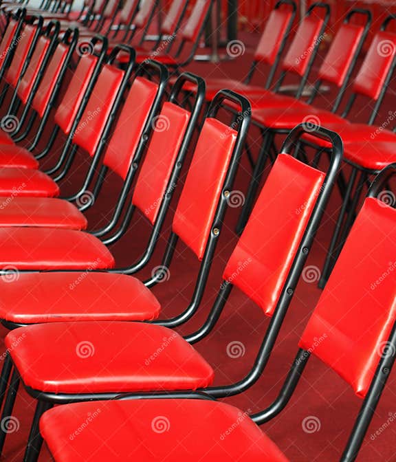 Red Chairs in Rows stock image. Image of back, upholstery - 19767793