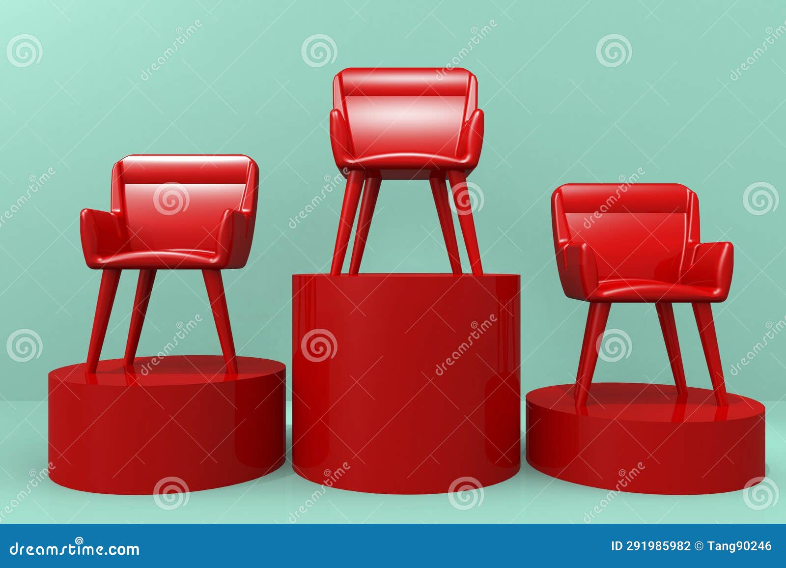 Red Chairs on Top of Podium Stock Illustration - Illustration of ...