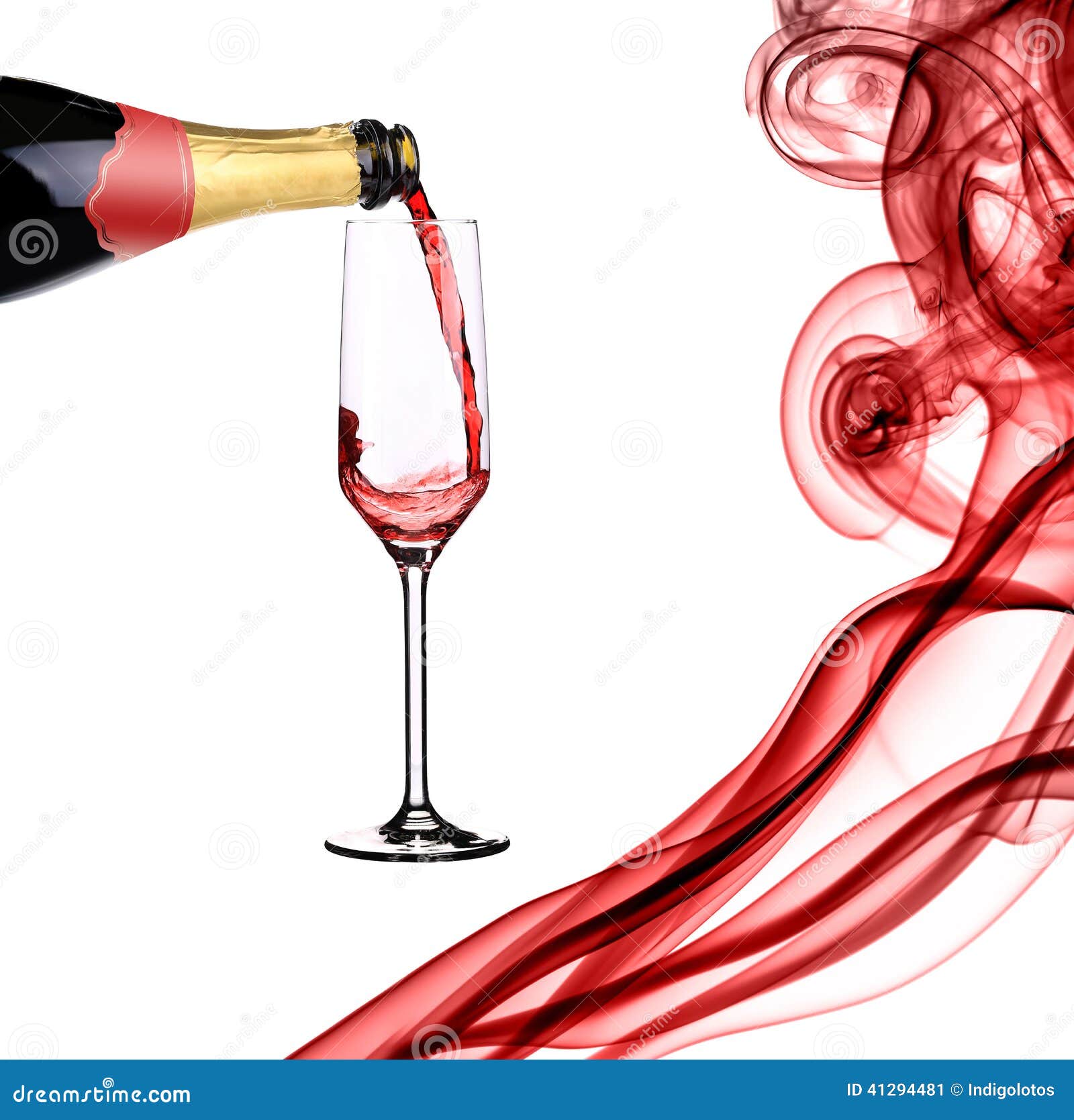 Red Champagne and Abstract Smoke. Stock Image - Image of aroma, drink ...