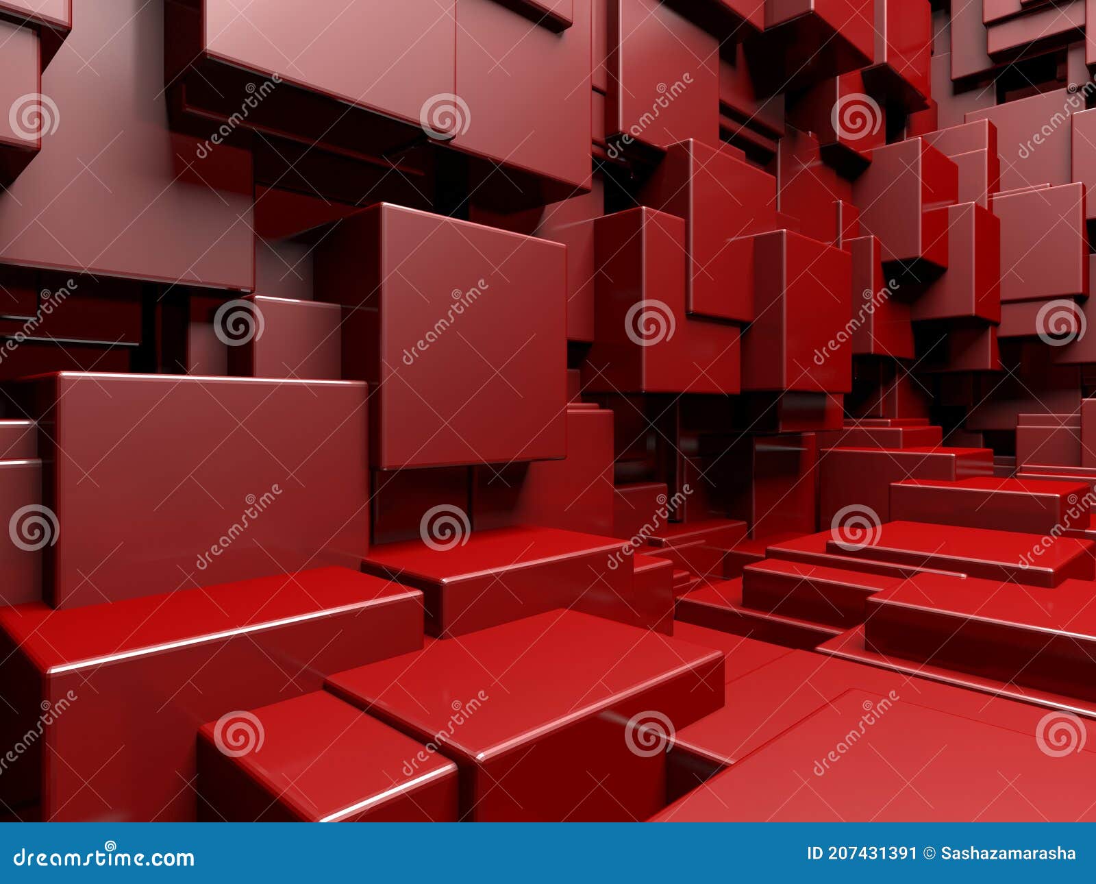 Red Chaotic Cubes Structure. Abstract Design Background Stock ...