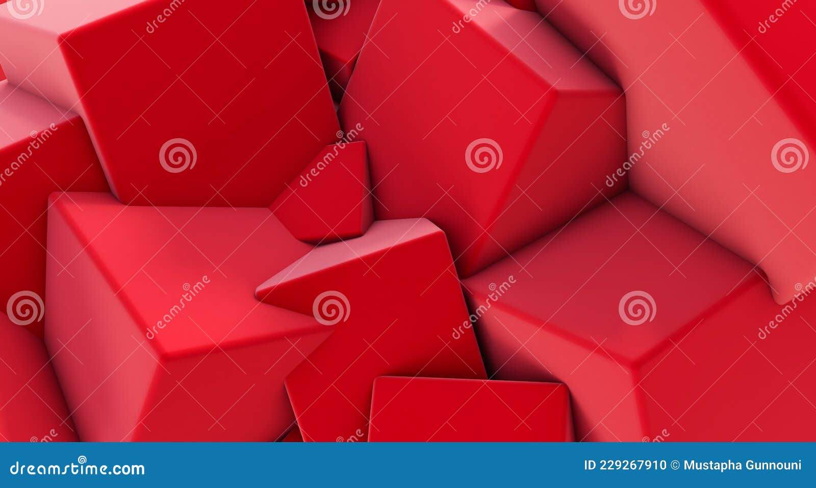 Red Chaotic Cubes Wall Background Stock Illustration - Illustration of ...