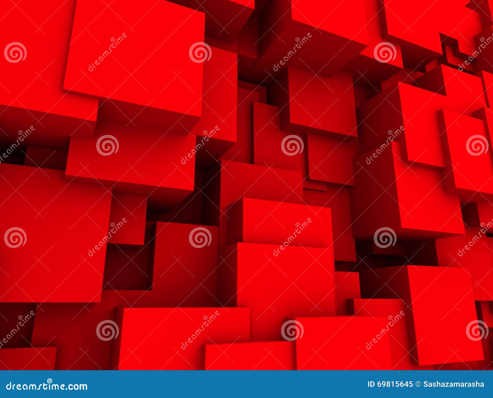 Red Chaotic Cubes Wall Background Stock Illustration - Illustration of ...